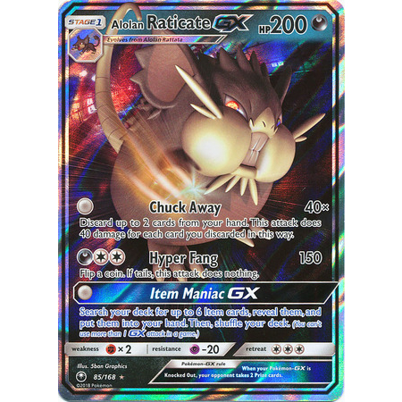 Pokemon TCG - Alolan Raticate GX - 85/168 - Ultra Rare (Sun & Moon ...