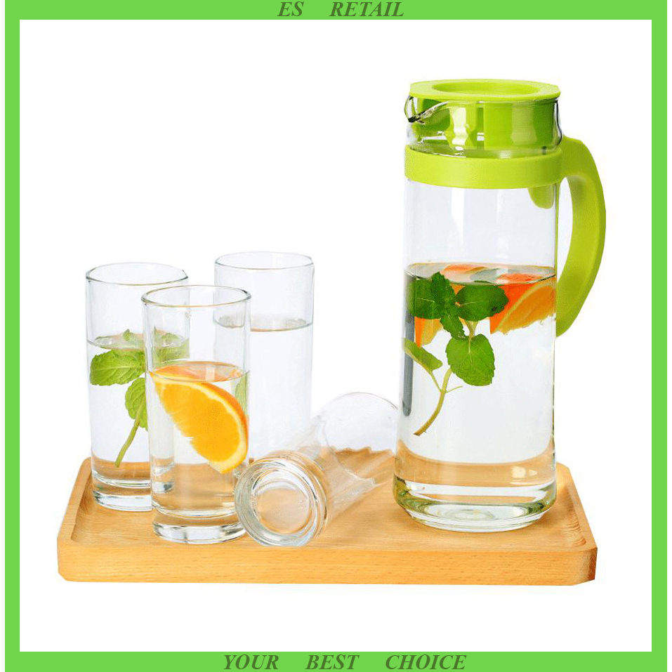 Water pitcher 5 pc set water pitcher Glass mug Glass jug Water jug with ...