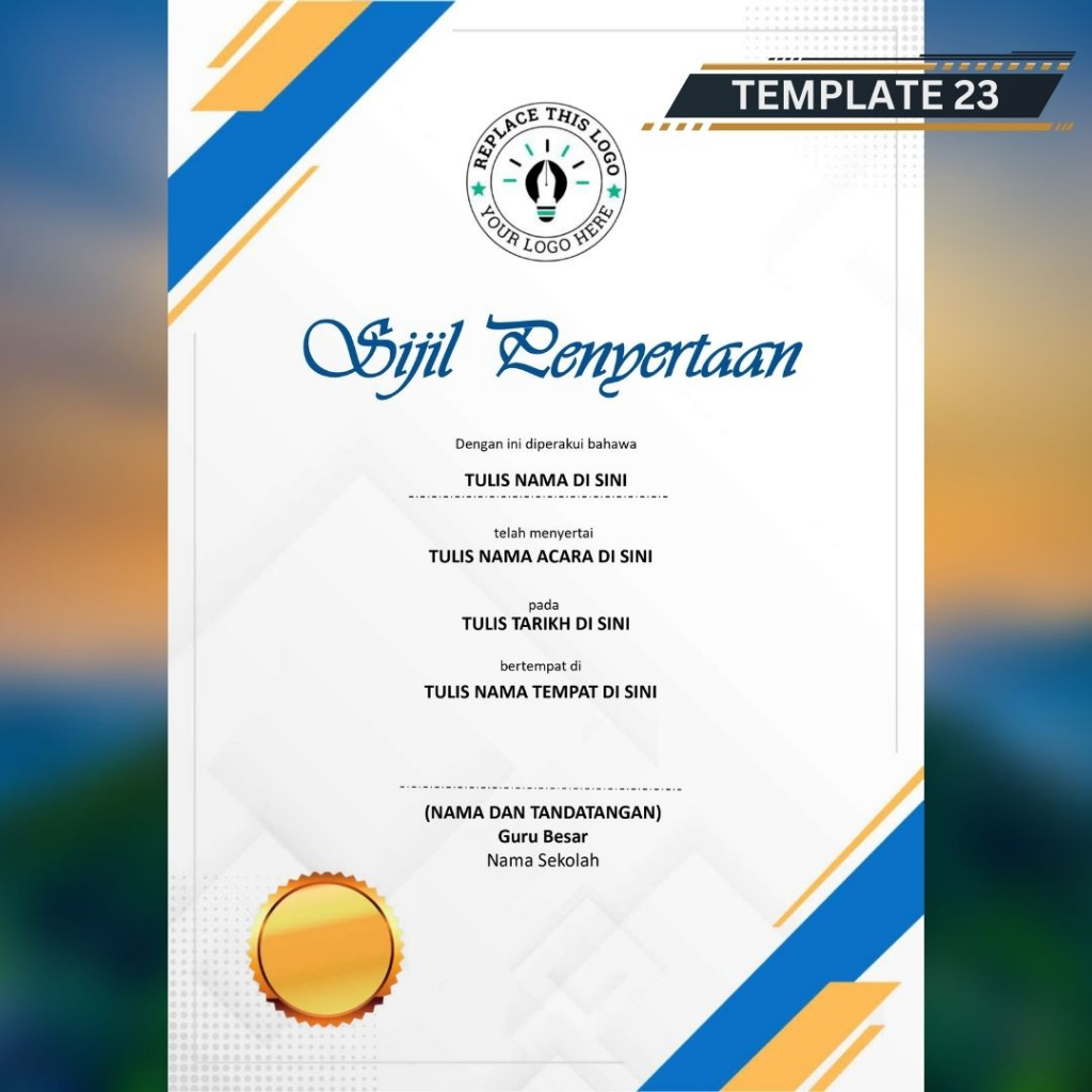 [Powerpoint] Template Sijil Certificate Template Editable Powerpoint ...