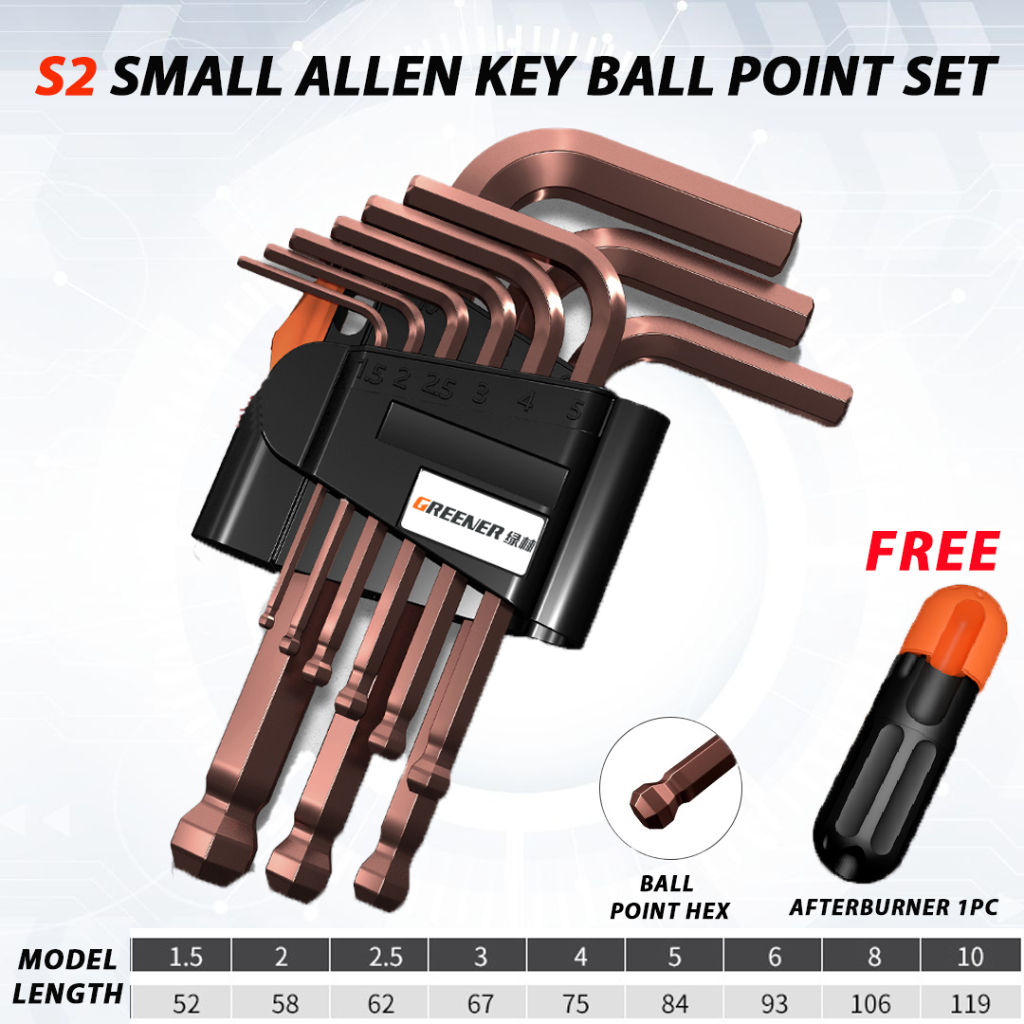 Allen Key Set Heavy Huty.Color Coded Ball Point Allen Key.(1.5mm～10mm ...