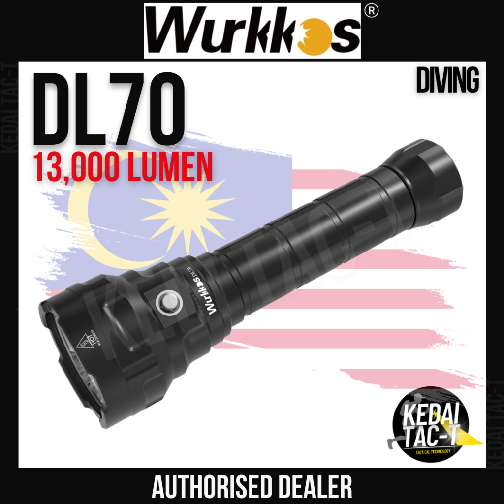 WURKKOS DL70 - 13,000 LUMEN 100 Meter Deep Diving Flashlight Full Set with Battery - Malaysia ...