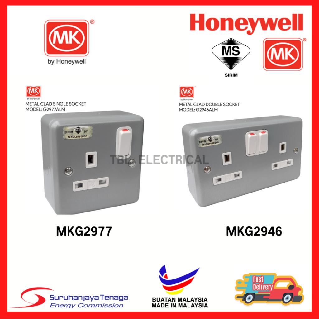 MK ELECTRICAL HEAVY DUTY 1G / 2G METAL CLAD SWITCH SOCKET 13A | Shopee ...