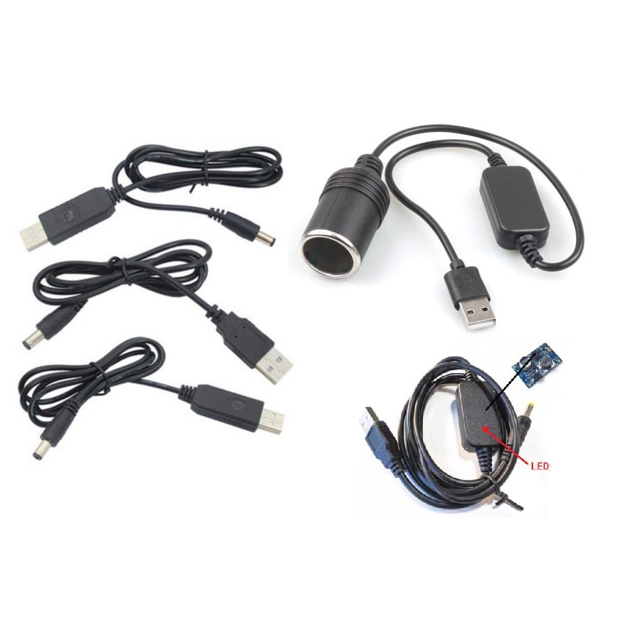USB Cable to DC 3.3V 5V 9V 12V Plug 5521 5525 Cable Charging Battery ...