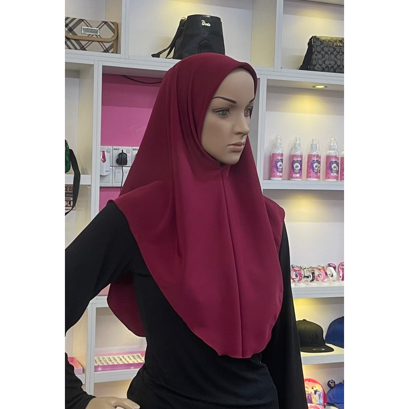 TUDUNG SEKOLAH 2 LAPIS MAROON | Shopee Malaysia