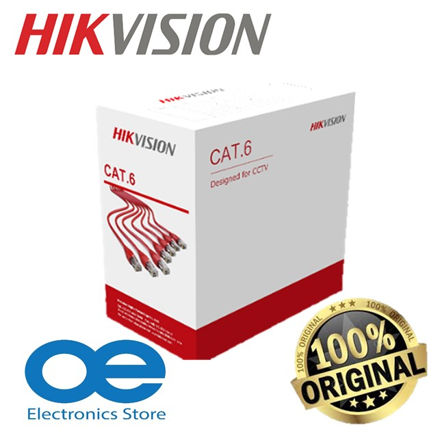 HIKVISION DS-1LN6U-SC0 Network UTP Cat6 Solid-Bare Copper (99.95%) PVC 23 AWG Network Cable ...