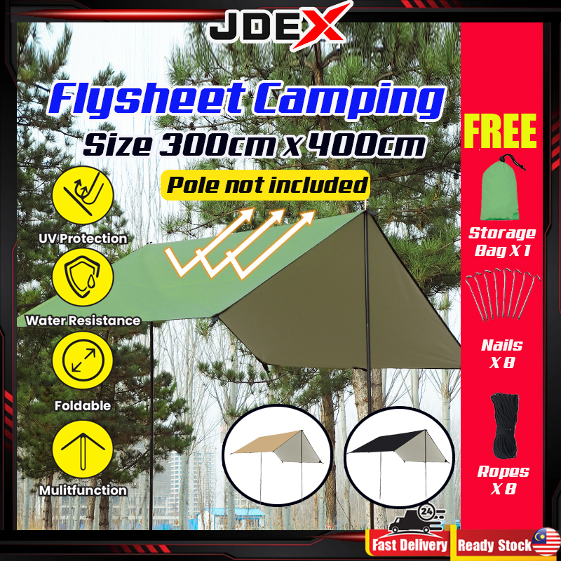 JDEX Flysheet Waterproof Groundsheet Camping Tarp Tent Shelter Alas ...