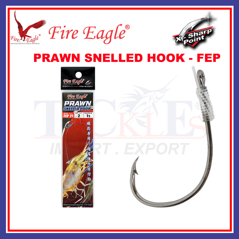 Fire Eagle Snelled Hook FEP Fishing Hook Prawn Perambut Matakail Udang ...
