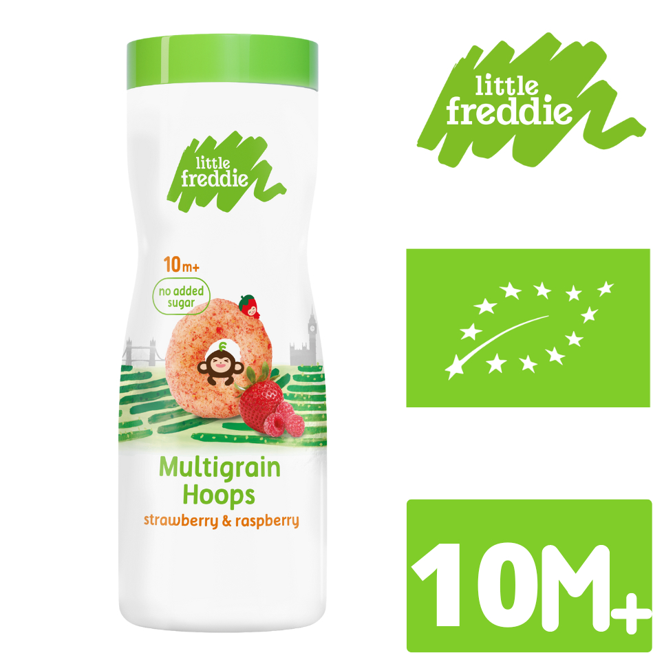 Little Freddie Organic Strawberry & Raspberry Multigrain Hoops 42g (10m ...