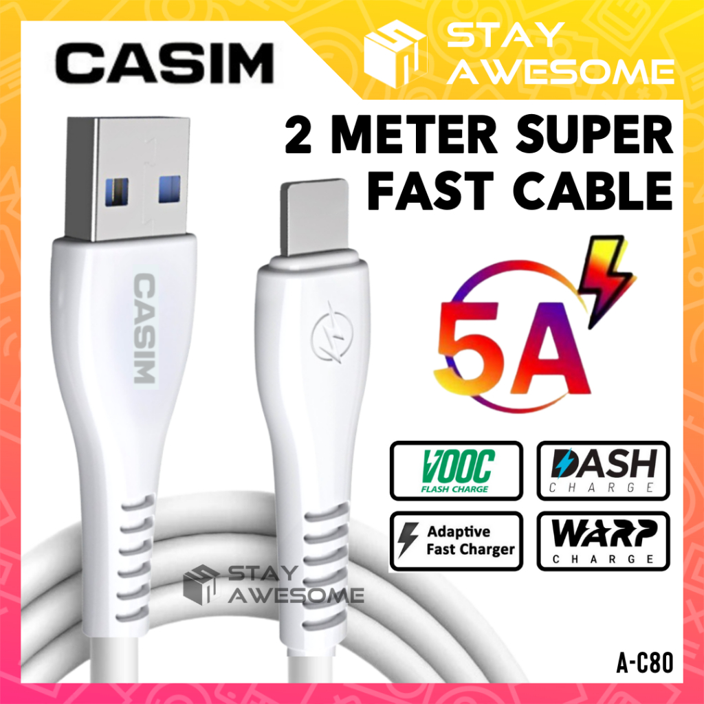 CASIM Cable 5A Super Fast Charging Type C 2 Meter Long Android Data ...
