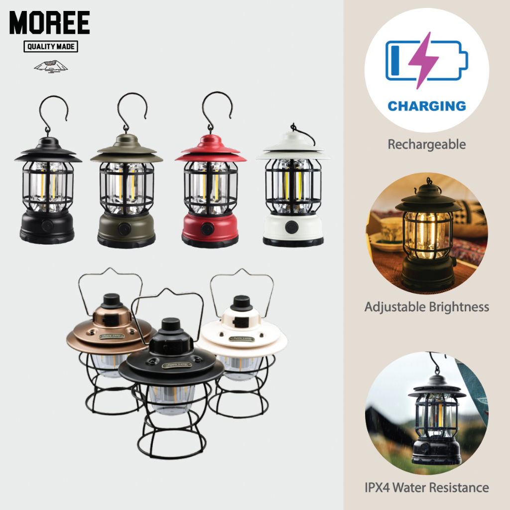 Camping LED Vintage Lantern Light Rechargeable Type C Lamp Lampu ...