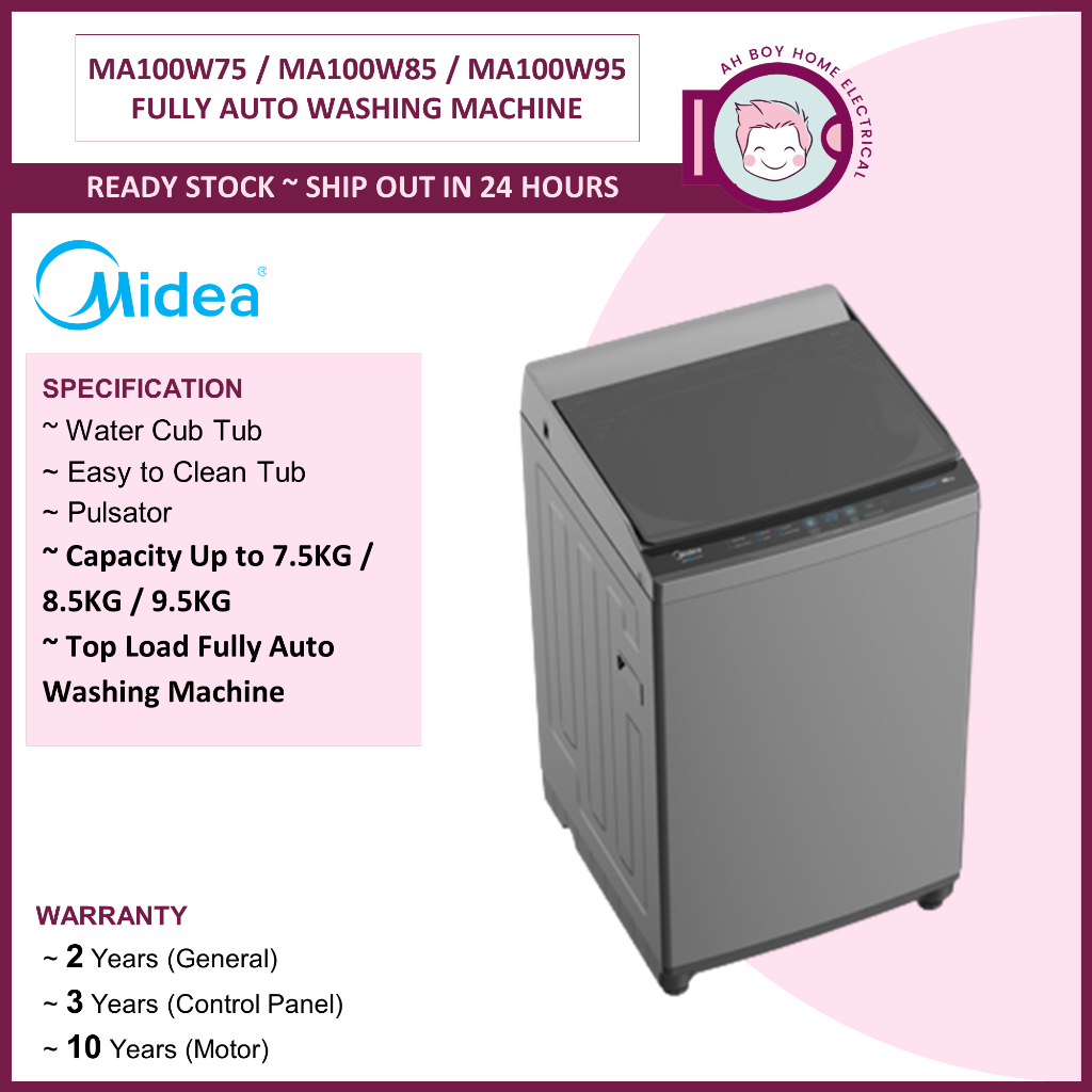 Midea Top Load Fully Auto Washing Machine Mesin Basuh 7.5kg / 8.5kg / 9 ...