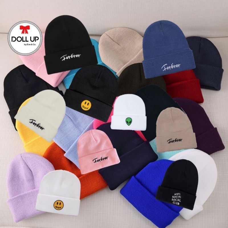 Unisex beanie hat streetwear skullcap knitted topi hip hop men women ...