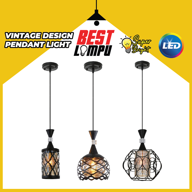 Black Design Pendant Lights Dining Lamps Lampu Gantung Siling Ceiling ...
