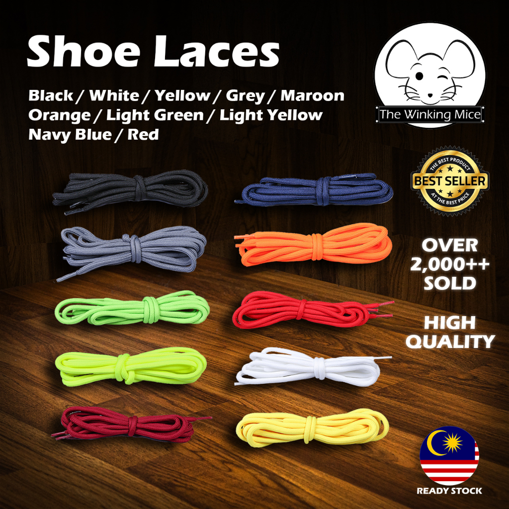High Quality/Tebal 2Pcs/Pair 120 cm Tali Kasut/Round Shoe Laces 120 cm ...