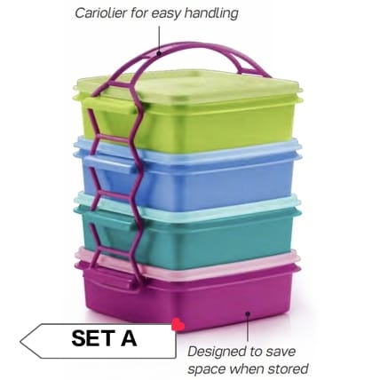 Tupperware Double Deep with Cariolier, bekas berkelah, bekal lauk pauk ...