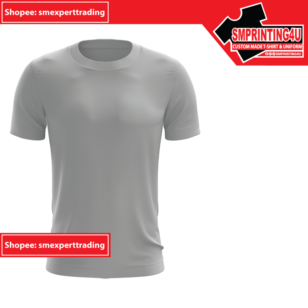 SM T-Shirt Microfiber Warna Light Grey Round Neck Short Sleeve Inner ...