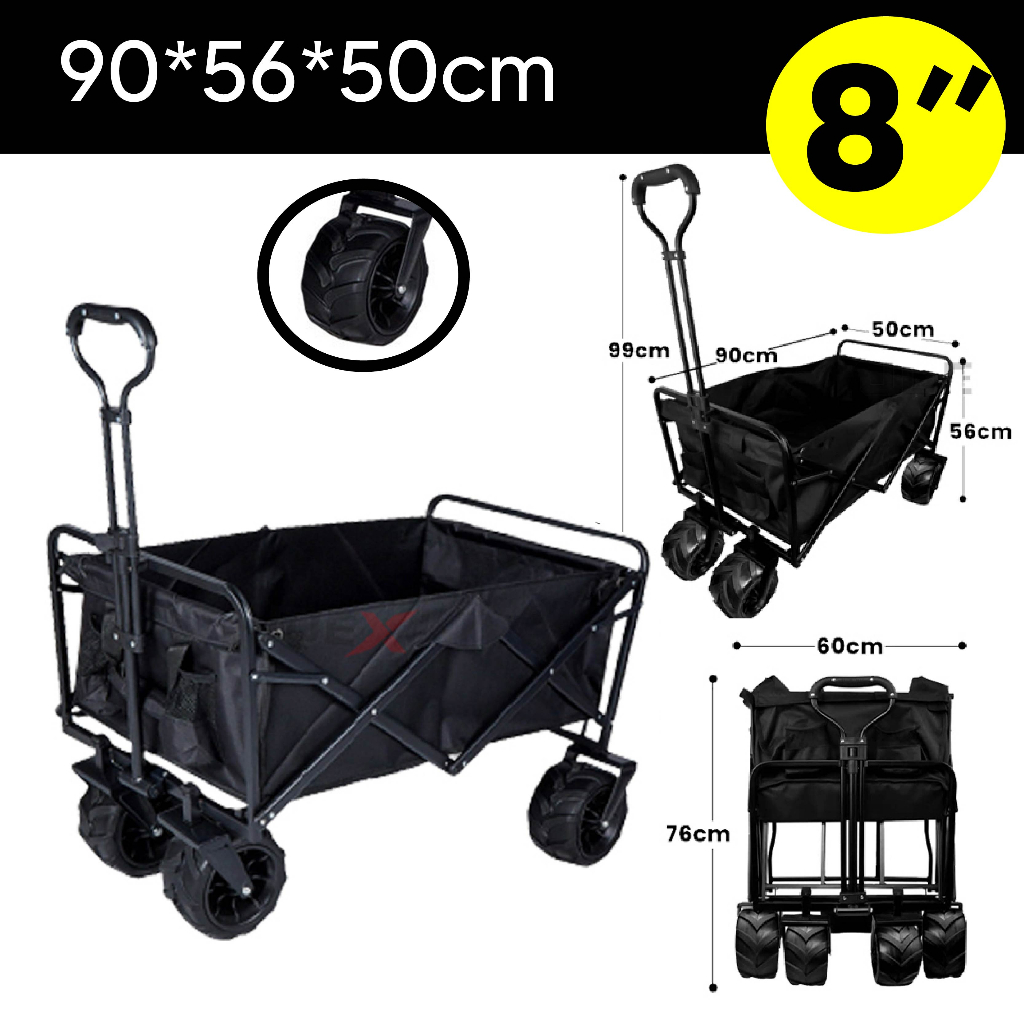 JDEX Foldable Camping Wagon Outdoor Trolley Stroller Camping Portable ...