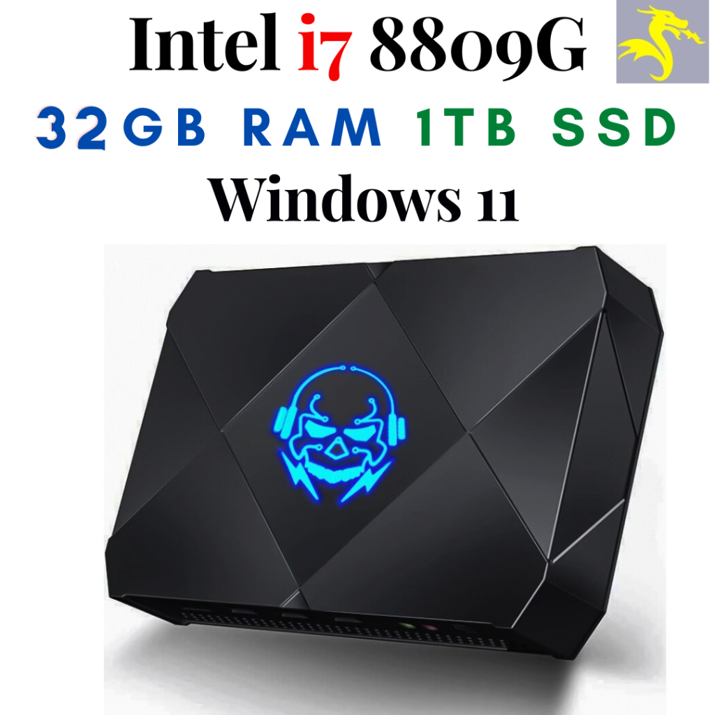 Gaming PC Intel Core i7 8809G Windows 11 Mini PC DDR4 16GB RAM 1TB SSD Mini Laptop CPU Computer ...