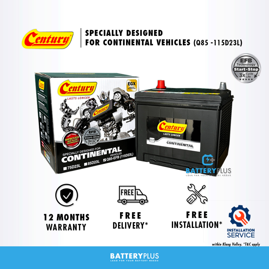 [ Installation Provided ] Q85 EFB | 115D23L Century Continental EFB Car Battery Bateri Kereta ...