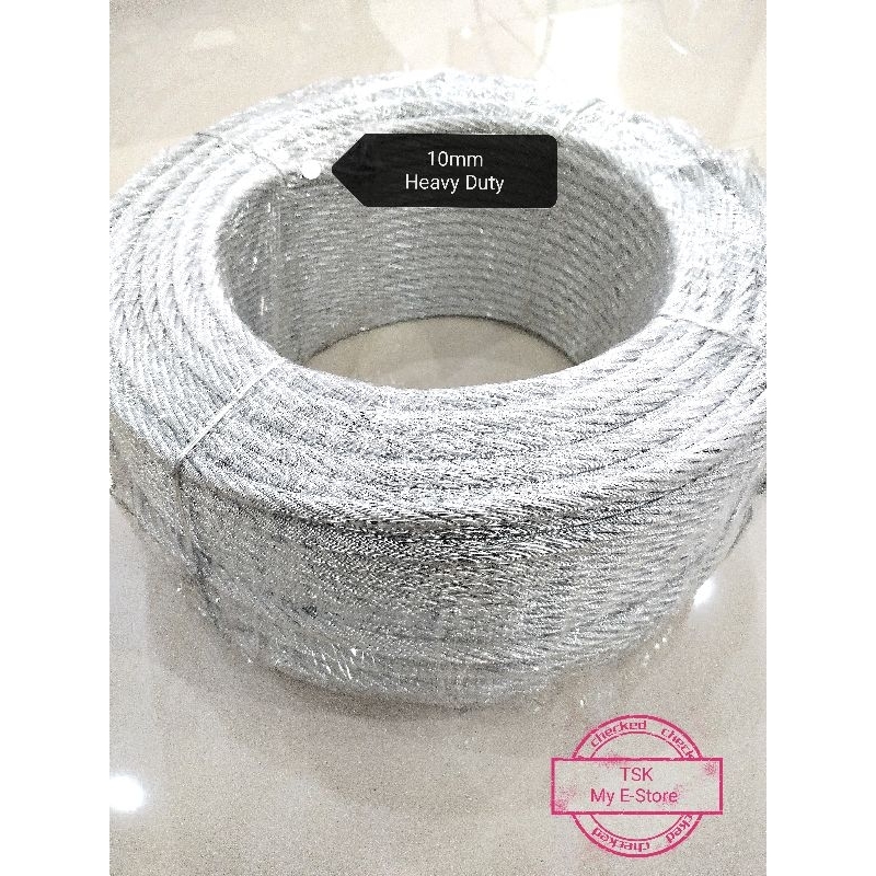 10mm x150Metres HeavyDuty Galvanized Wire Rope 6x12 + 7Fibre Core ...