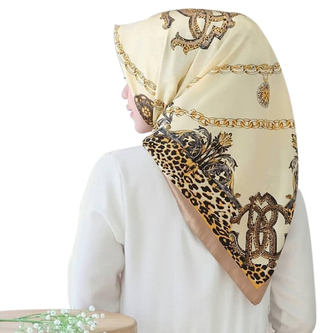 Tudung bawal satin immitate silk hijab corak leopard snake tudung ice ...