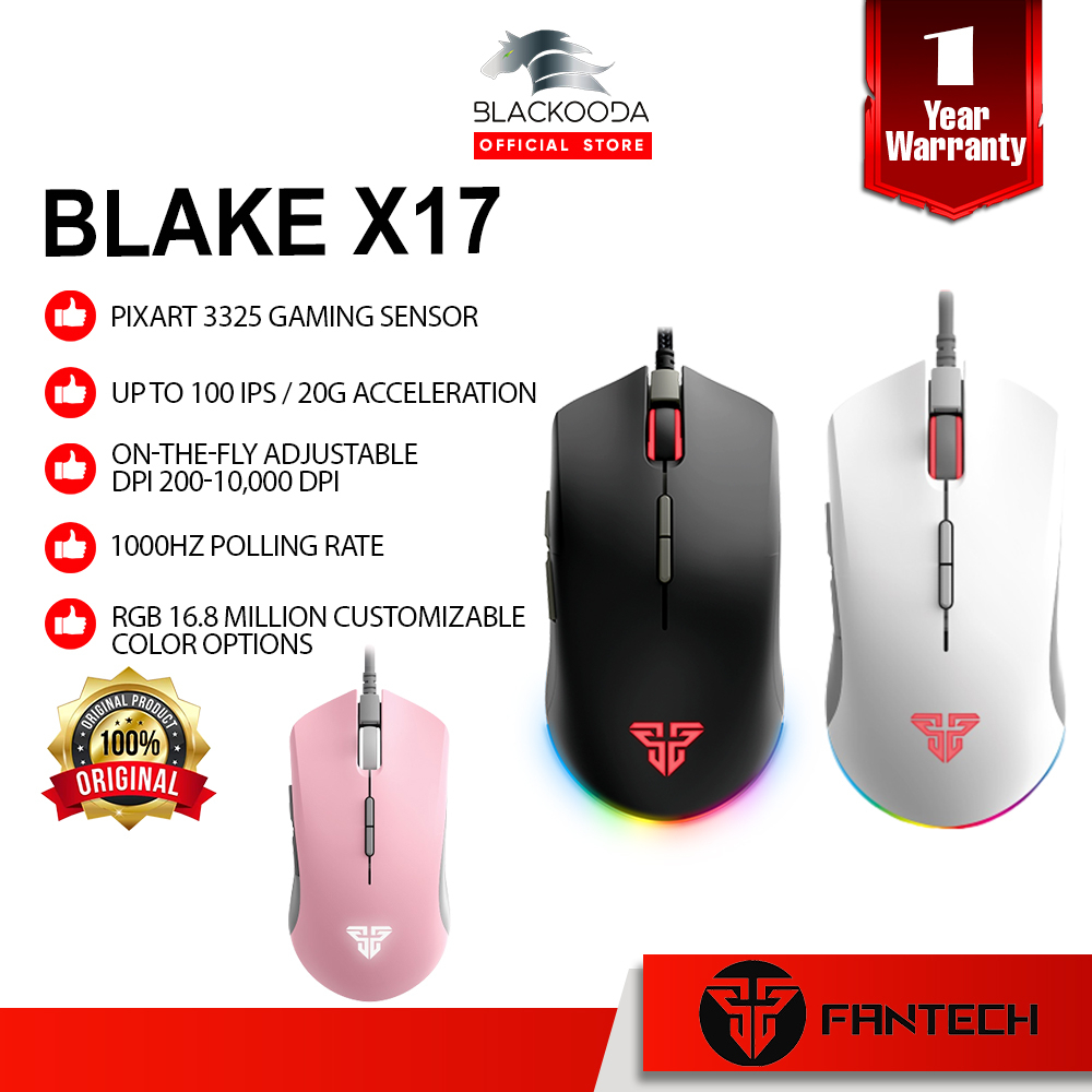 FANTECH X17 BLAKE Professional Wired Gaming Mouse Adjustable 10000 DPI ...