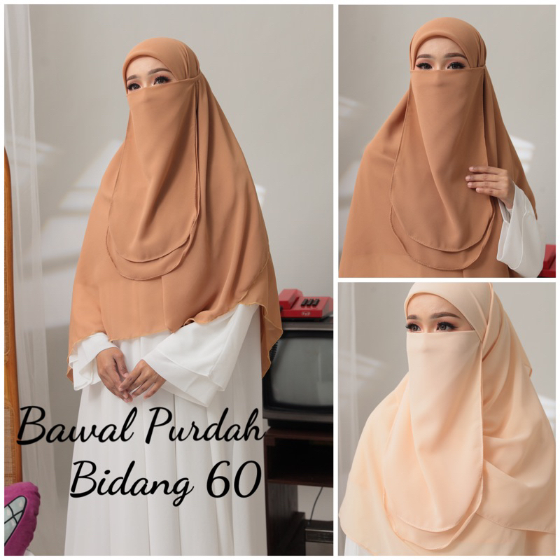 Tudung bawal bidang 60 set purdah PURDAH heavy chiffon bawal labuh ...