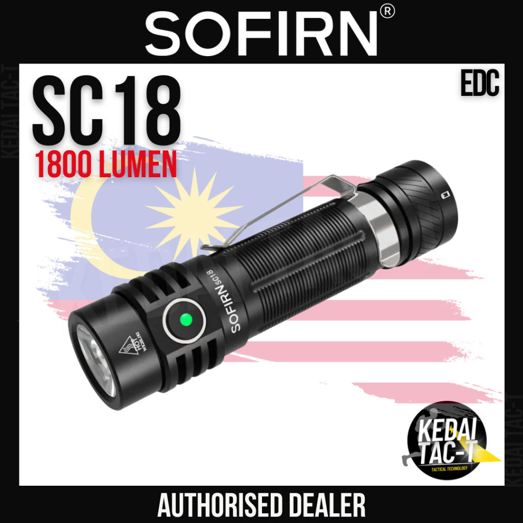 SOFIRN SC18 - 1800 LUMEN High Performance EDC Flashlight Full Set with Battery - Malaysia Ready ...