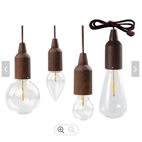 [Battery] Wood Grain Pull String Light Camping Glamping Warm Hanging ...