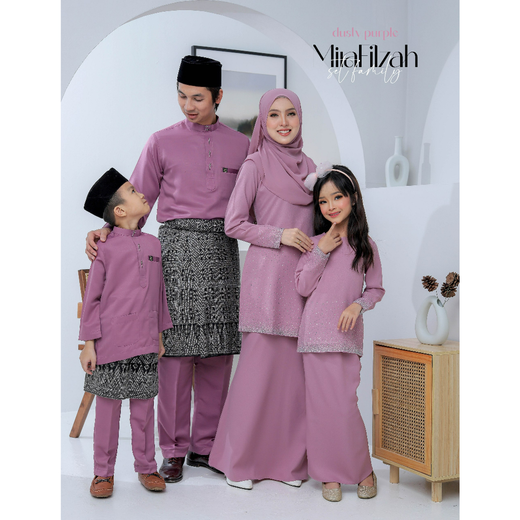 Baju Raya 2023 Sedondon Family Warna Dusty Purple Baju Kurung Moden ...