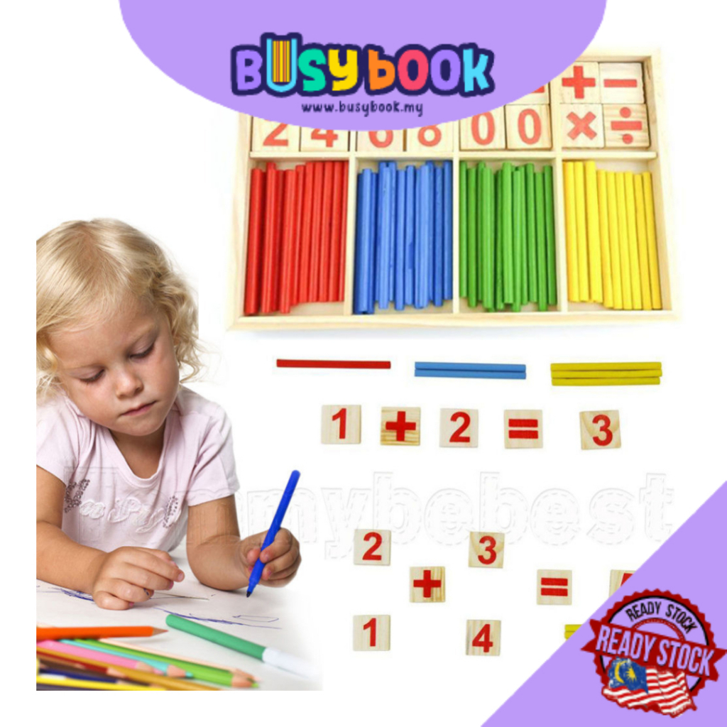 Wooden children's counting stick intelligent kindergarten Montessori ...