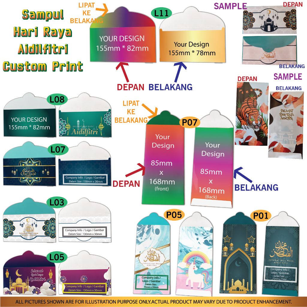 Sampul Duit Raya Aidilfitri Cetak Custom Print Money Pocket Design Anda ...