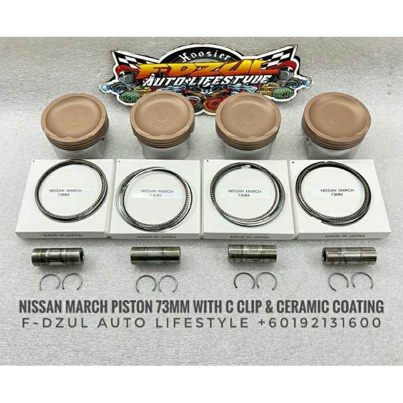 Nissan March 73MM Piston (4pcs) With Ceramic Coating C Clip & New ...