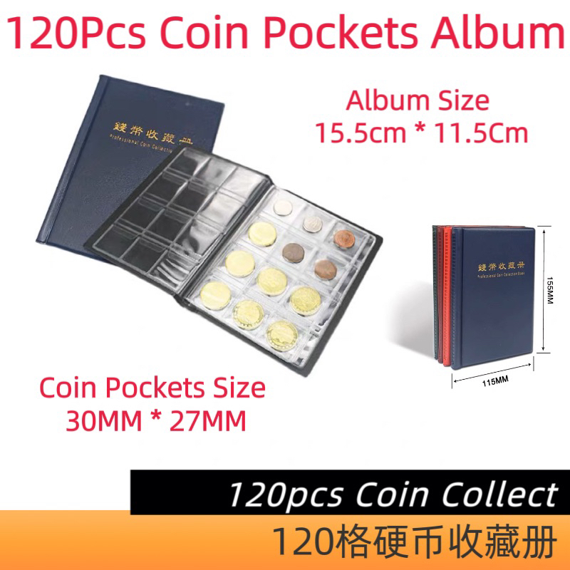 Coin Album 120 pcs Coin Holder Collection Storage Collecting Money ...