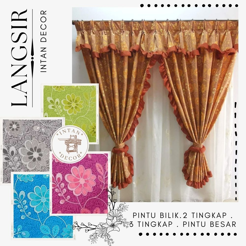 Langsir Siap Jahit Free Tali Pengikat / Ready Made Curtain Free Tieback ...