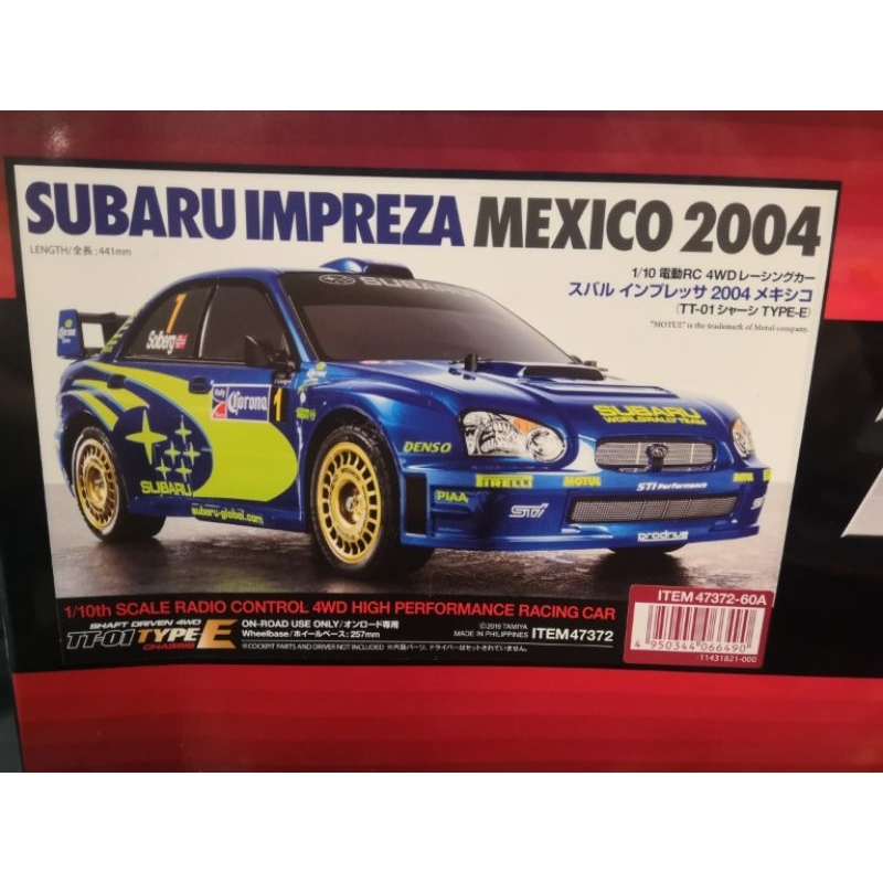 TAMIYA 47372-60A 1/10 TT01E SUBARU IMPREZA MEXICO 2004 4WD SHAFT DRIVE ...
