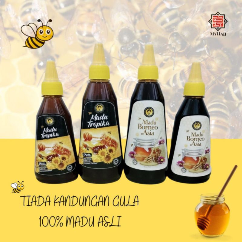 (200g/380g/500g/1KG) Young Bees Madu Borneo Asia / Madu Tropika (Pure Honey) New Packaging ...