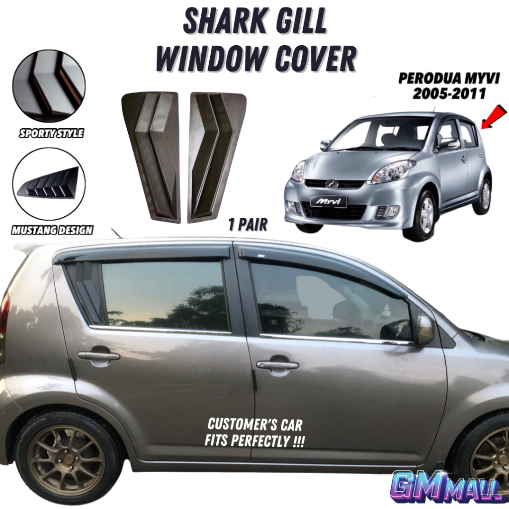 PERODUA MYVI 2005-2011 MUSTANG Shark Gill Window Louver Cover Cermin ...