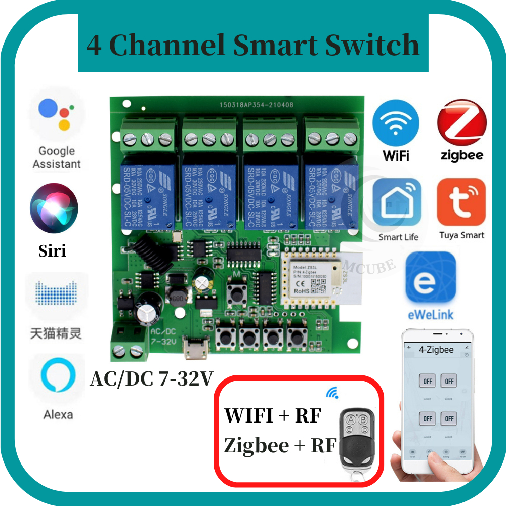 Smart life Tuya Ewelink DC 4 Channel WiFi Zigbee Smart Relay | Shopee ...