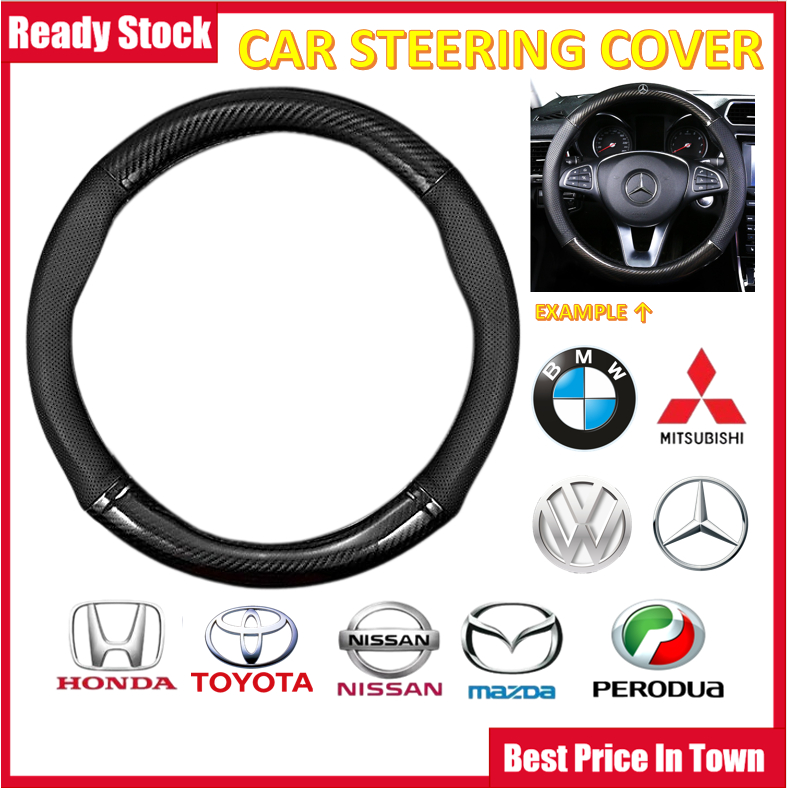 Car Steering Cover Carbon Fiber Leather Car Steering Wheel Stereng ...