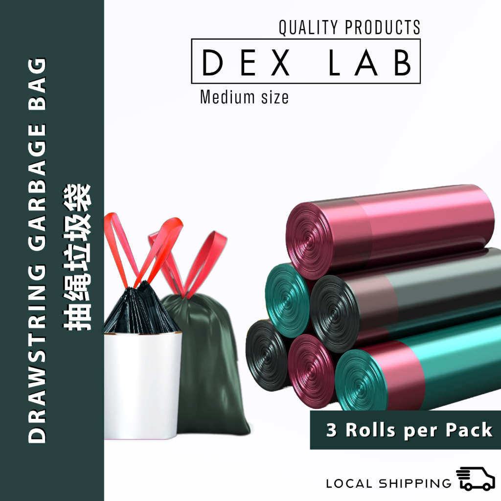 [EXTRA THICKNESS] Medium- Drawstring Garbage bag | Weight Cap 10KG ...