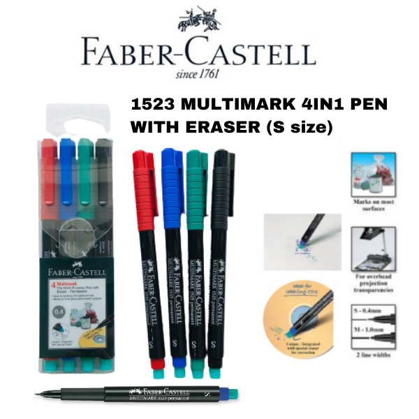 FABER CASTELL MULTIMARK 1523 4IN1 MULTI PURPOSE PEN WITH ERASER (S size ...