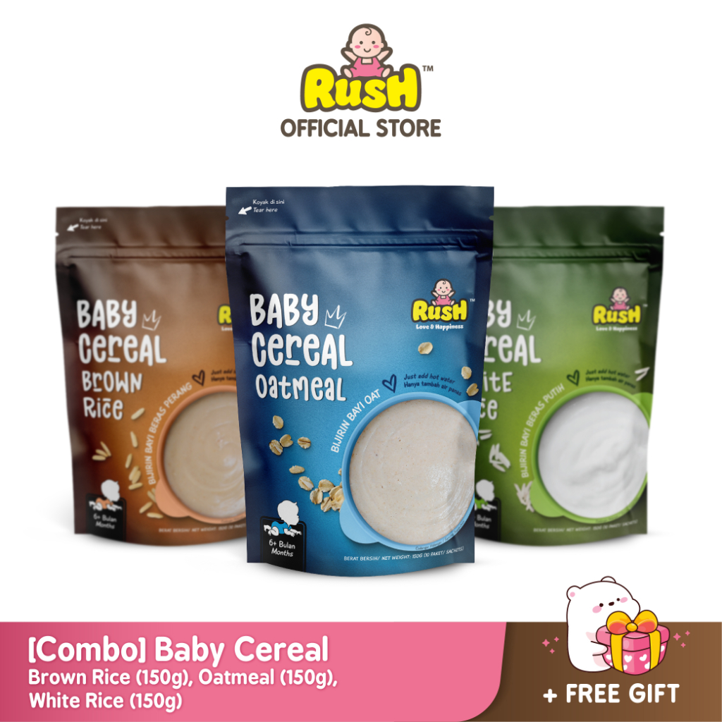 Rush Baby Cereal Combo (White Rice, Brown Rice, Oatmeal) | Shopee Malaysia