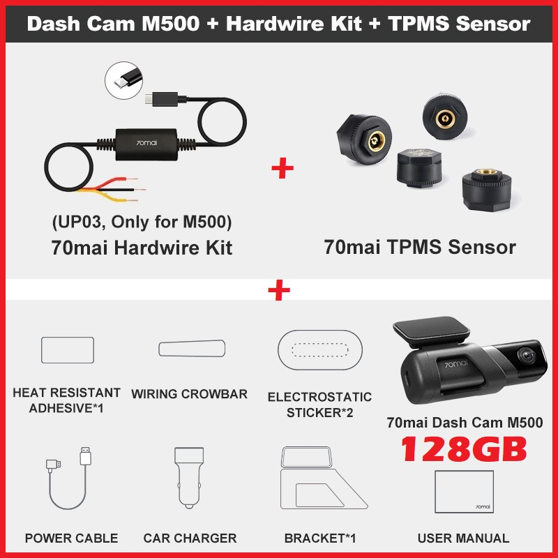 MY SET 70mai M500 Dash Cam 1944P 170FOV Car DVR Camera Recorder Built ...