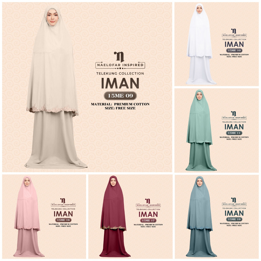 [Premium Quality] Telekung Cotton Vietnam Naelofar Iman 15ME Collection ...
