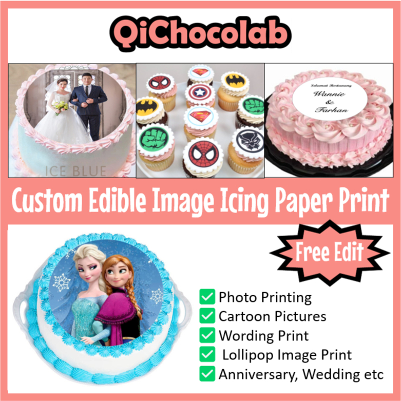 Custom Edible Image Photo Cake Icing Paper Printing Service 定制可食照片糯米纸打印 ...