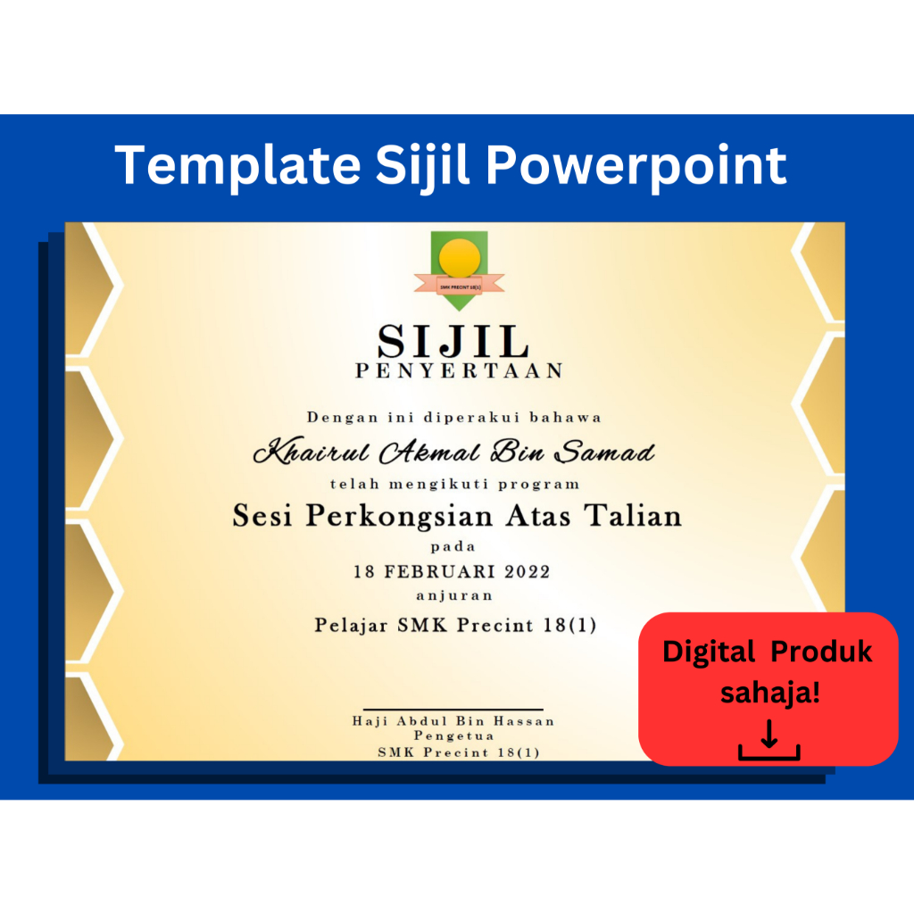 [PowerPoint] Templat Sijil Penyertaan/Penghargaan PowerPoint | Editable ...
