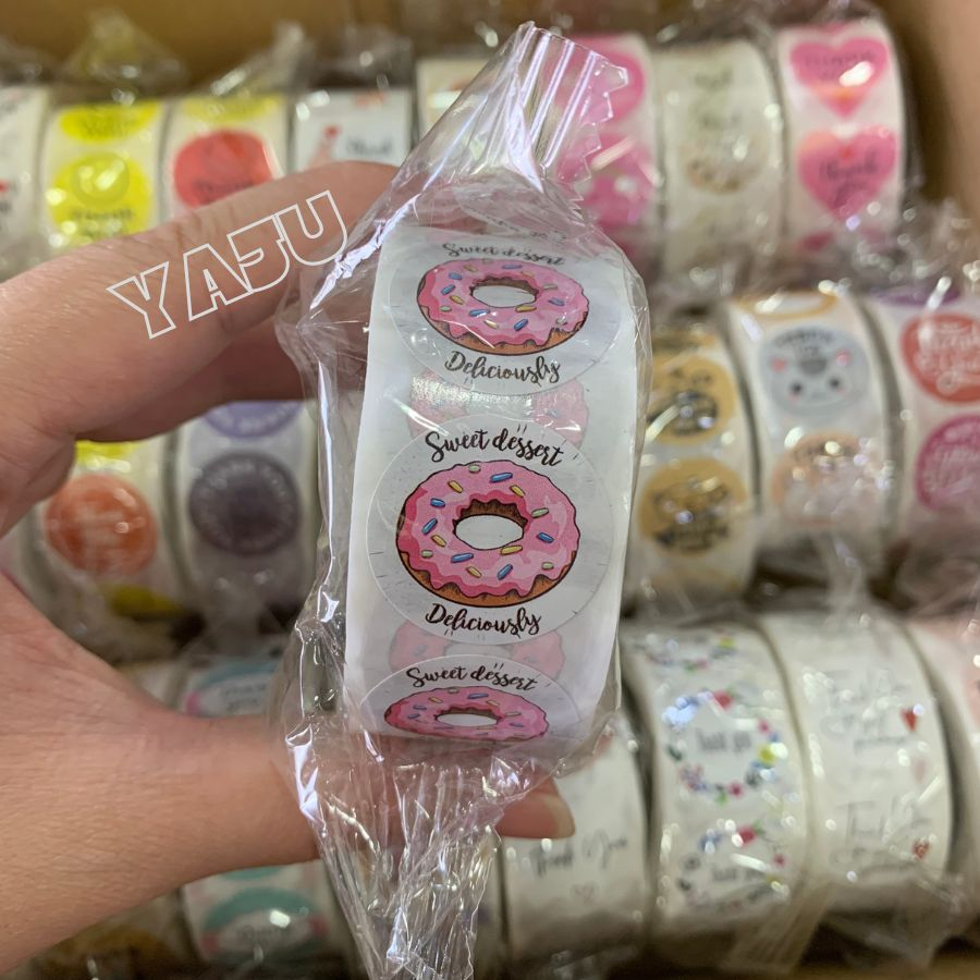 【YAJU!】Thank You & Handmake Sticker 25MM Label Seal Love Terima Kasih ...