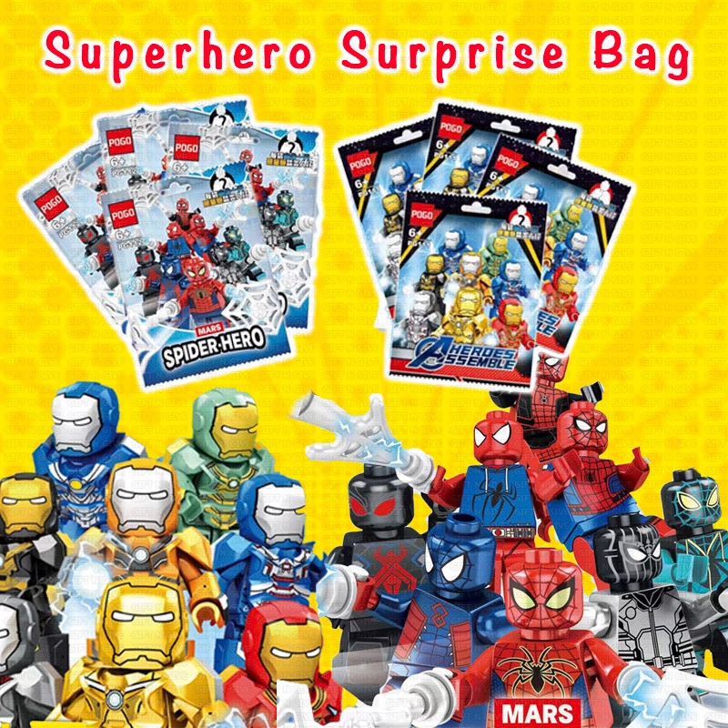 PG Mystery Super Heroes Mini Block Minifigure Surprise Blind Bag Random ...