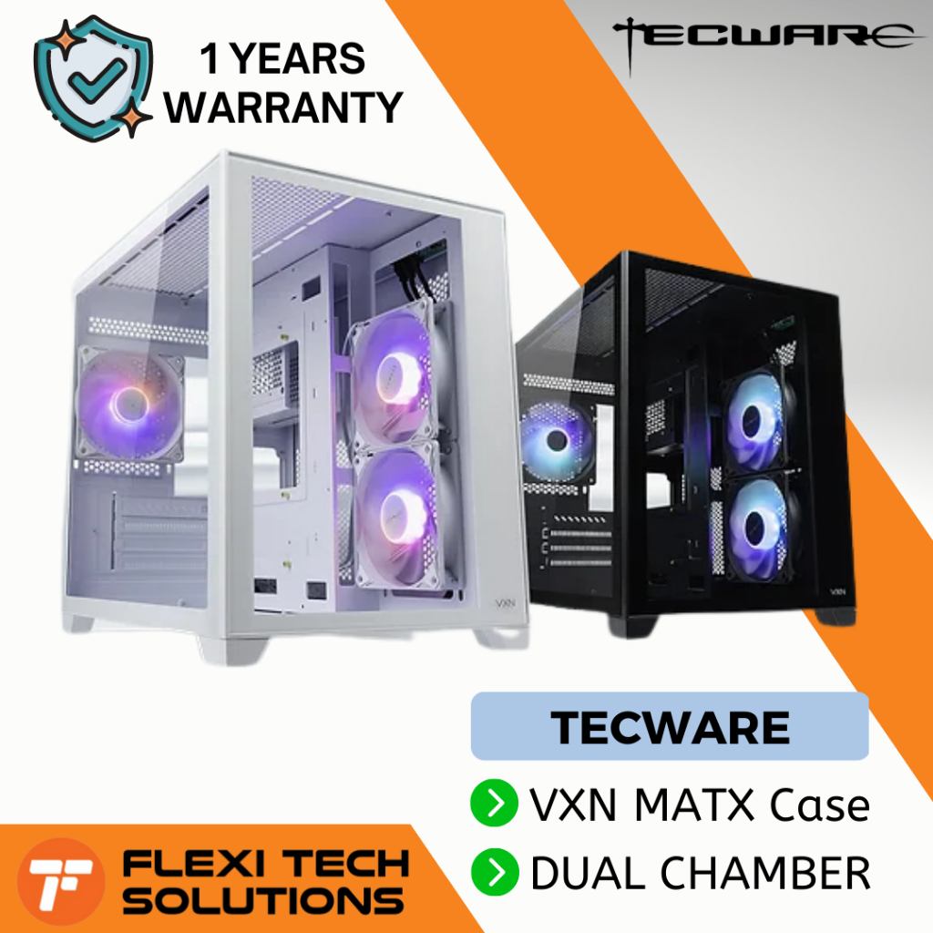 Flexi Tech TECWARE VXN V2 TG ARGB Compact Dual Chamber Casing PC ...